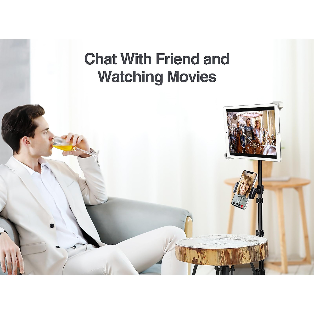 elitehood iPad Tripod Stand, Aluminum Alloy iPad Stand, 360 Rotation Adjustable Height iPad Stand Holder for Floor, Universal Compatible with iPad Mini, iPad Air, iPad and All 7.9-11 Inch Tablet