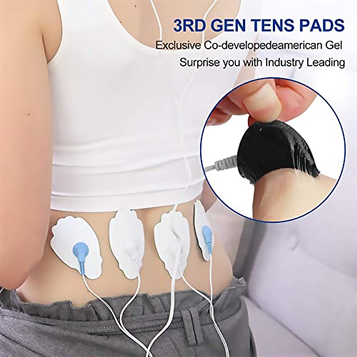 TENS/EMS Unit Replacement Pads NURSAL 20 Pack 3.5mm Snap Electrode Pads for Electrotherapy (Not Fit NURSAL Blue Tens) Reuse More Than 30 Times, Compatible with Belifu, AVCOO, MEDVICE TENS Machine
