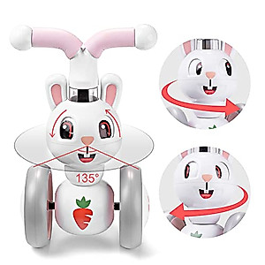 Baby Balance Bikes for 1 2 3 Year Old Boys Girls, Riding Toys for 10 - 36 Month Toddler | No Pedal Infant 4 Wheels Baby Bicycle | Best First Birthday New Year Holiday (Rabbit)