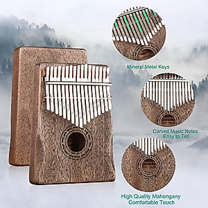 PARDUS Kalimba 17 Keys,Easy to Learn Portable Finger Piano,with Study Guide and Tune Hammer,Thumb Piano Bag,Color Stickers,Gift for Kids, Adult Beginners Professional (Wood color)