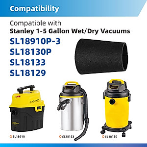 Ximoon 25-1202 Foam Filter Compatible with Stanley 1-5 Gallon Wet/Dry Vacuum SL18910P-3, SL18129, SL18133,SL18129 Filter Sponge Vacuum Cleaner Part