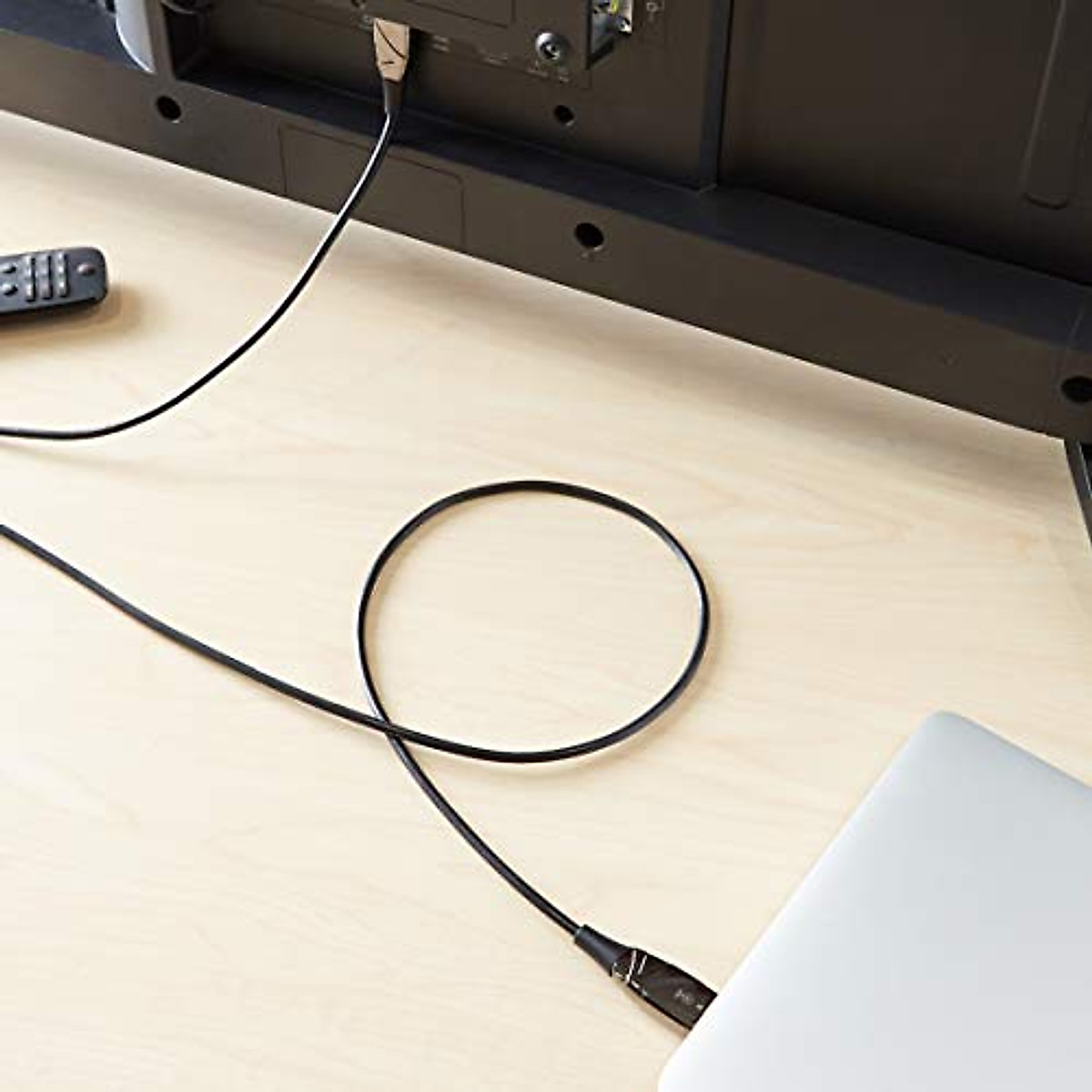 Amazon Basics HDMI Fiber Optic Cable, 18Gbps High-Speed, 4K@60Hz, 2160p, 48-Bit Color, Ethernet Ready, 50 Foot, Black