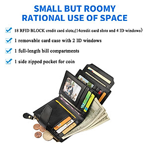 FT FUNTOR Small Wallet for Women Genuine Leather Bifold Compact RFID Blocking Small Womens Wallet with ID Window