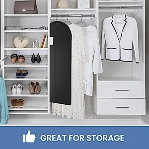 Black Garment Bag for Travel and Storage with Zipper for Suits Tuxedos Dresses and Coats 24 inch x 54 inch