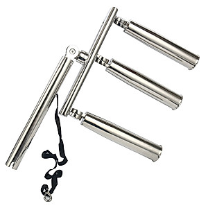 3 Tube Silver Highly Polished Stainless Steel Trident Outrigger Stylish Rod Holder - Triple Rod Holder , Kite Fishing Mount 3-Rod Holder -9998S