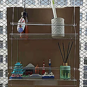 Pectt Three Tier Window Plant Shelf, Clear Hanging Wall Shelves with Rope, Plastic Storage Organizer Shelf Plant Display for Living Room Kitchen, Bathroom Over The Toilet Storage