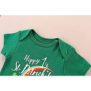 Infant Green Bodysuit 1st St. Patrick's Day Gift Baby Irish Charm Romper Newborn Jumpsuit Outfit (Happy 1st St. Patrick's Day, Suggest for 6-12 Months)