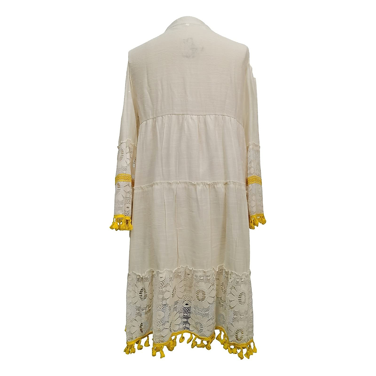 Birthday Dresses for Women Sexy Plus Size Ladies Lace Tassel Hollow Stitching Sunscreen Blouse Casual Dress Gold