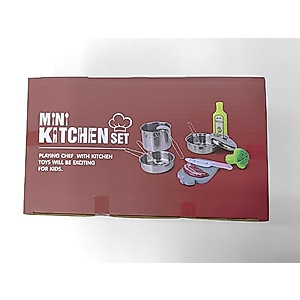 Shimirth 37PCS Pretend Play Kitchen Accessories, Kids Kitchen Playset Stainless Steel Play Pots and Pans Sets for Kids, Apron & Chef Hat, Cooking Utensils, Play Food, Kitchen Toys, Gift for Boys Girls