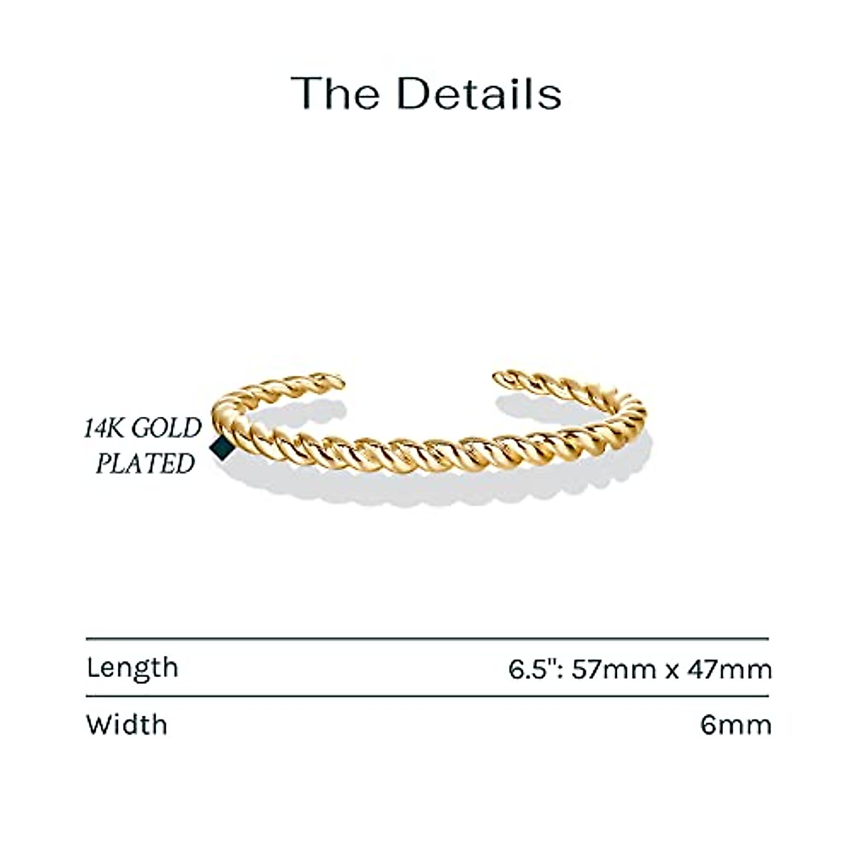 PAVOI Rhodium Plated Twisted Chunky Bangle Bracelet | 14K Gold Plated | Lightweight Everyday Jewelry (7, White Gold)