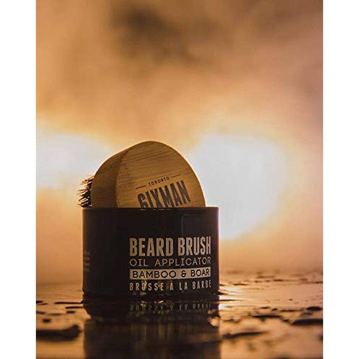 6IXMAN™ BEARD BRUSH - BAMBOO AND BOAR BRISTLE – For Short to Medium Beards, Easy-grip handle, Travel Friendly, Exfoliating, Beard Oil Applicator – Includes Travel Tin