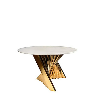 Statements by J Waterfall Marble Top Dining Table, Gold, White