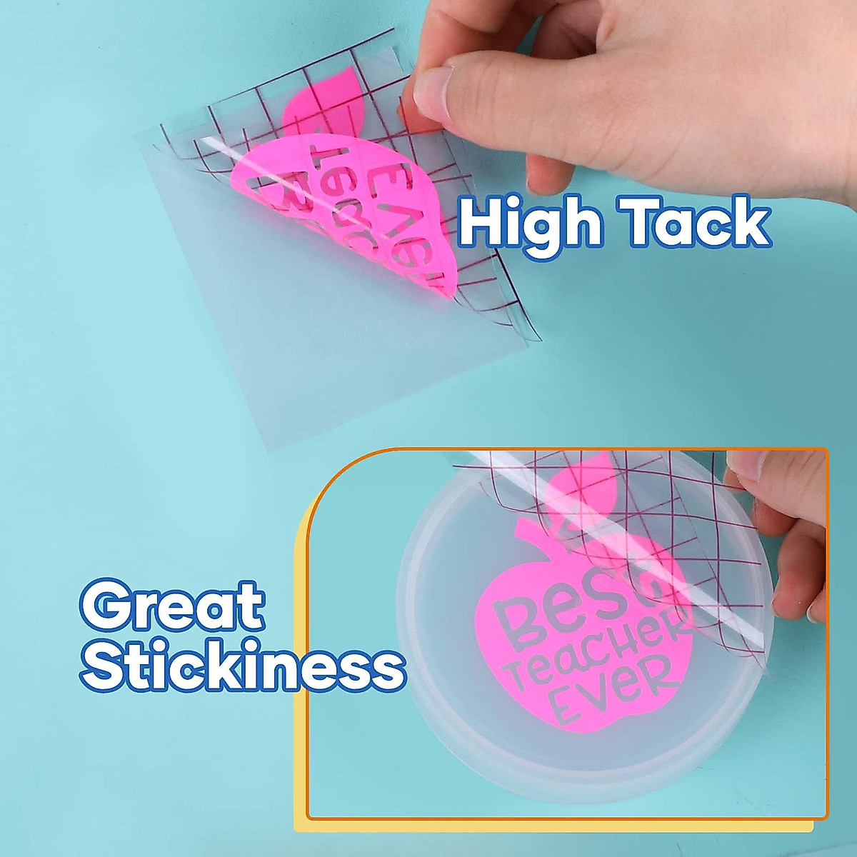 HTVRONT Transfer Tape for Vinyl - 12" x 10 FT Red Alignment Grid Clear Transfer Paper for Vinyl for Self Adhesive Vinyl - High Tack Transfer Tape for Cricut, for Signs Stickers Decals Walls Doors