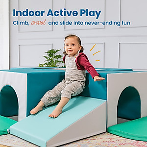 ECR4Kids SoftZone Four Tunnel Maze, Toddler Playset, Contemporary, 15-Piece