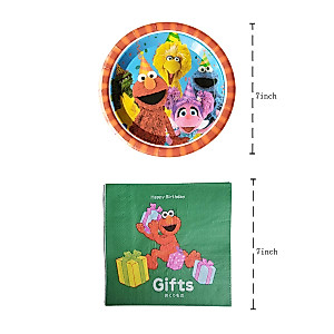 Sesame Stre Themed Party Supplies, 20 Plates, 20 Napkins and 1 Tablecloth.