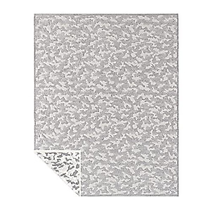 Crafted by Catherine Camouflage Print Cozy Knit Throw Blanket 60" x 70" Inches, Soft Comfy Decorative Throw for Couch Bed Sofa Travel, Camo Grey