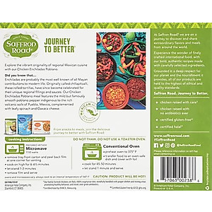 Saffron Road Chicken Enchiladas Poblano with Black Beans and Rice Frozen Dinner, 10oz - Antibiotic Free, Gluten Free, Halal