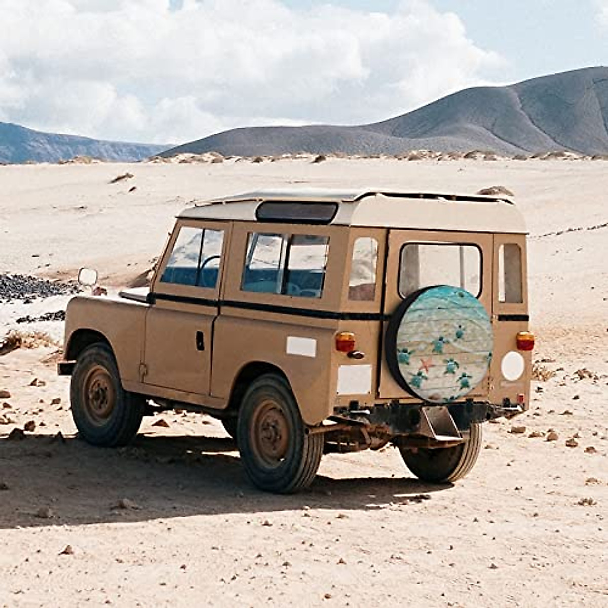 Sea Turtle Starfish Spare Tire Cover Wheel Protectors Cover Weatherproof Sun Protection Tyre Covers,14" 15" 16" 17"