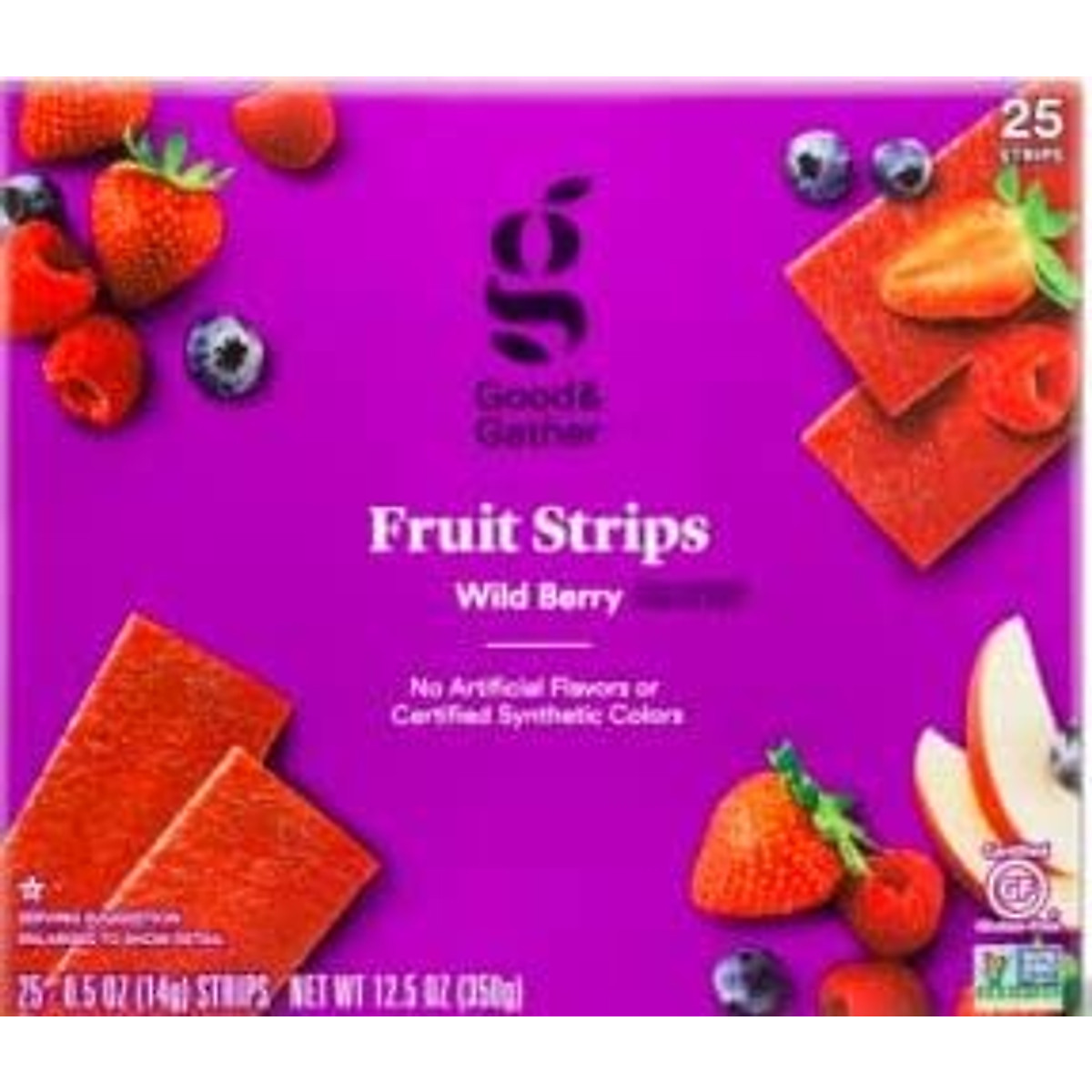 Fruit Strips Wild Berry Fruit Leathers Healthy Snack Made with Real Fruit Puree Concentrate Good and Gather 25 Strips (Wild Berry)