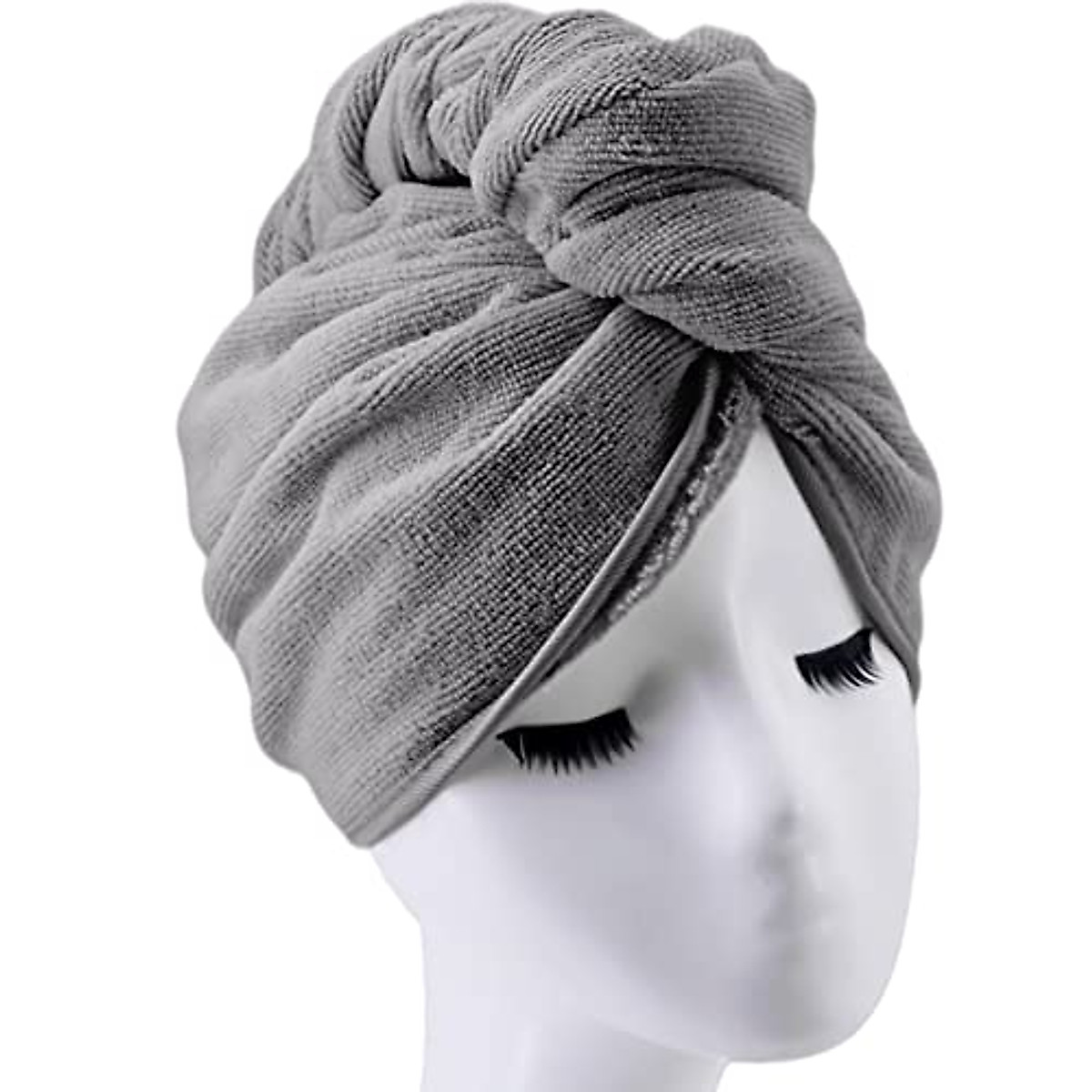 POLYTE Microfiber Hair Turban Wrap Drying Towel (12x28 Large, 2 Dark Gray)