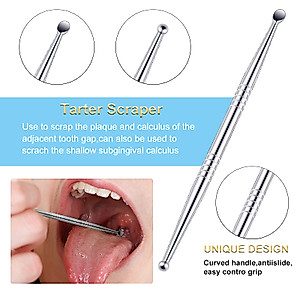 Tonsil Stone Removal Set Includes 1 Stainless Steel Tonsil Stone Removal Tool, 1 Tonsil Stone Remover with LED Light, 100 Long Swabs and 1 Curved Irrigator Syringe to Get Rid of Bad Breath (Blue)