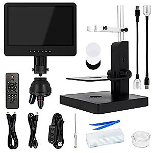 JOYALENS JL249PS 3 Lenses 10 Inch HDMI LCD Digital Microscope, UHD 4000× 24MP Biological Microscope with Prepared Slides, Coin Microscope for Full-Size Coins Error Coins, PC/TV Compatible, 32G Card