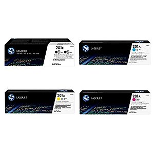 HP 201X (CF400XD) 2-Pack High Yield Black and 201A (CF401A, CF402A, CF403A) Cyan, Magenta and Yellow Original Toner Cartridges