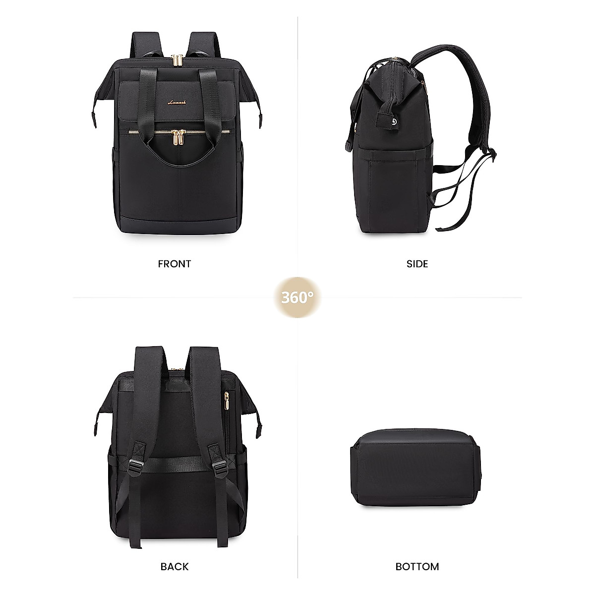 LOVEVOOK Laptop Backpack for Women Men, 17 Inch Work Backpacks Purse with USB Port, Waterproof Nurse Teacher Bag, Wide Open Business Travel Computer Backpack, Convertible College Tote Daypack