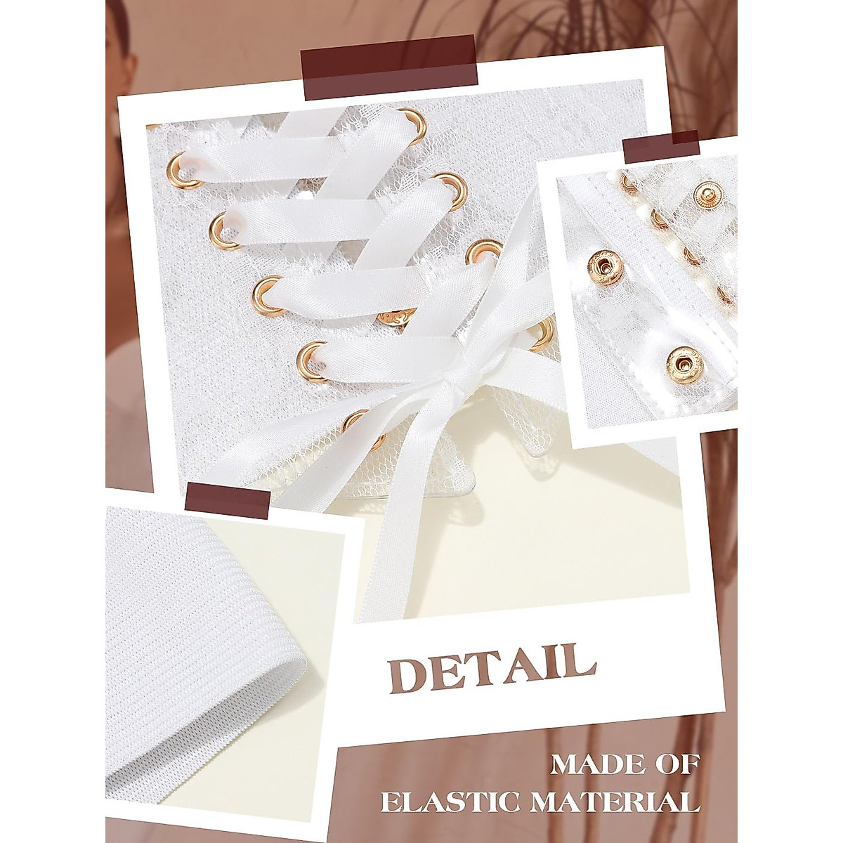 Asooll Fashion Elastic Corset Belt Wide Lace Waist Belt Party Club Prom Clothing Waist Corset for Women and Girls(White)