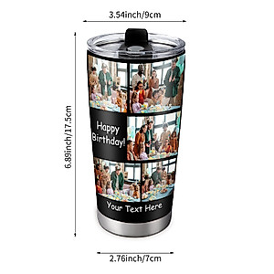 Personalized Travel Coffee Tumbler, Custom 20oz Insulated Stainless Steel Travel Tumbler with Lids, 20oz Custom Tumblers with Photos and Texts, Birthday Gifts for Men,Women,Friends