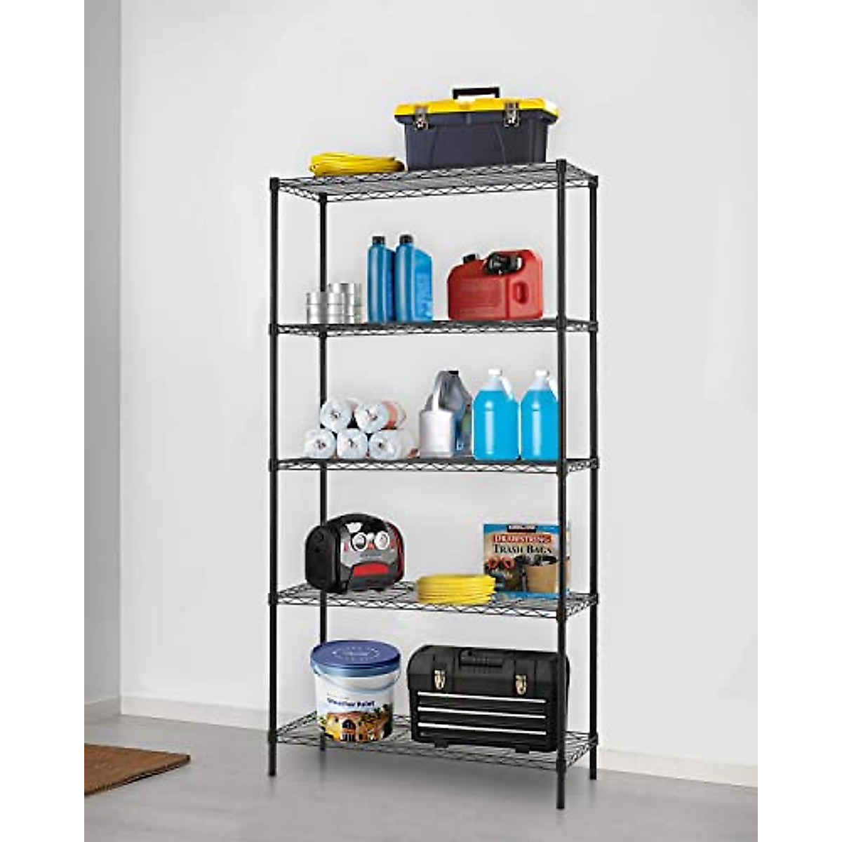 FDW 14" D x 36" W x 72" H 5-Shelf Wire Shelving Adjustable Metal Shelf Large Storage Shelves Heavy Duty Height Commercial Grade Steel Layer Shelf 1250 LBS Capacity,Black