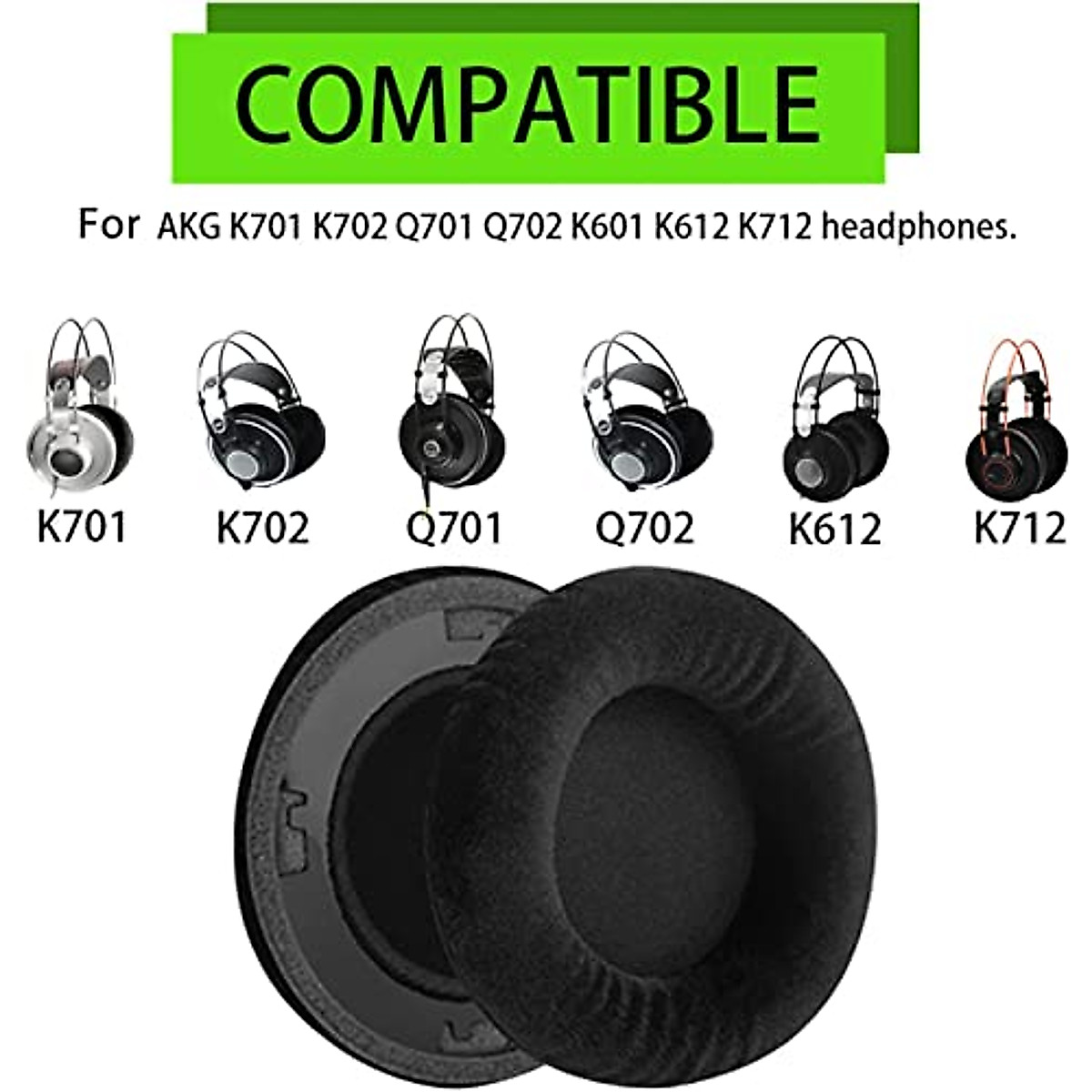 Replacement Headphone Ear Pads Memory Foam Ear Cushions Pads Earmuff Repair Parts for AKG K701 K702 Q701 Q702 K601 K612 K712 Headset(Black)