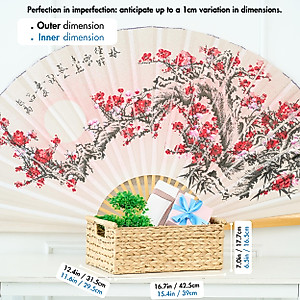 VATIMA Extra Large Wicker Basket Rectangular with Wooden Handles for Shelves, Water Hyacinth Basket Storage, Natural Baskets for Organizing, Wicker Baskets for Storage 16.7"x12.4"x7"