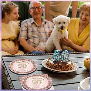50th Birthday Decorations for Women Rose Gold 1975 Birthday Decorations Rose Gold Party plates and napkins Happy 50 Birthday Disposable Tableware Party Supplies For Girl Women