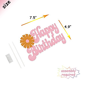 Groovy Happy Birthday Banner Cake Topper Hippie Birthday Banner for 1960's 1970's Themed Groovy Birthday Party Decorations