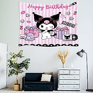 Little Devil Birthday Party Supplies, Kawaii Banner Party Decorations Living Room Tapestry for Bedroom Cartoon Photography Background(BAN-KU B)