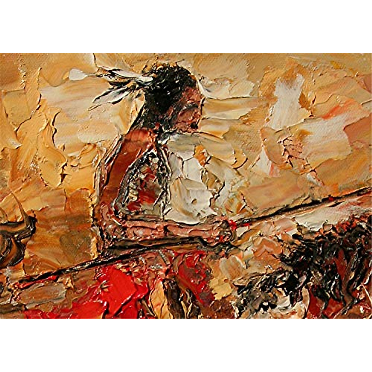 (SOLD) Chasing Buffalo - Equine horse painting by internationally renown painter Andre Dluhos