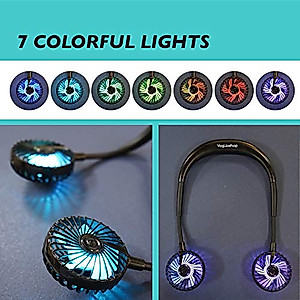 Voglioshop Personal Neck Fan, USB Rechargeable Portable Fan, Cooling Fan Ideal When You Do Any Activity and Wear a Face Mask, 3 Wind Speeds, LED Lights, Accessible Power Buttons, Long Lasting Battery