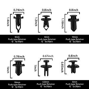 LivTee 120pcs Retainer Clips Push Type Fasteners 6.3mm 8mm 9mm 10mm Expansion Screws Replacement Kit Bumper Push Rivet Clips with Remover Tool