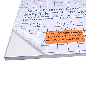 Polycarbonate Clear Plastic Sheet 24" X 24" X 0.472" (1/2") Exact with EasyRuler Film, Shatter Resistant, Easier to Cut, Bend, Mold Than Plexiglass. Window Panel, Hobby, Home, DIY, Industrial, Crafts