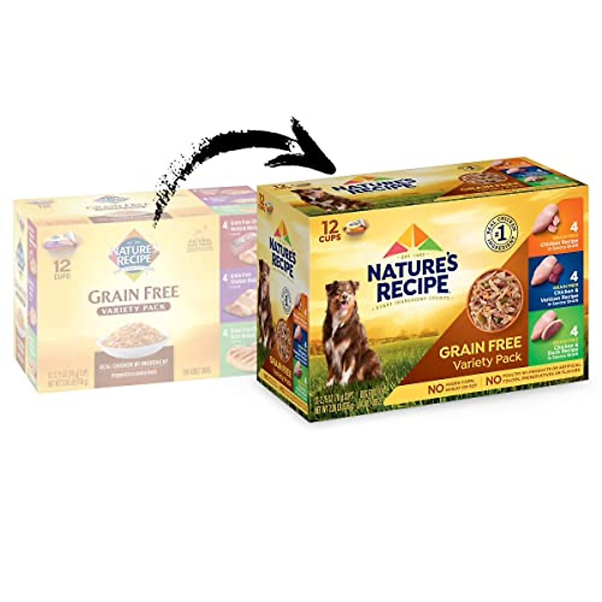 Nature's Recipe Grain Free Wet Dog Food, Chicken/Venison/Duck Variety Pack, 2.75 Ounce Cup (Pack of 24)