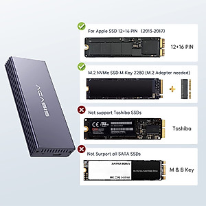 ACASIS USB C 3.2 SSD Enclosure for Apple Flash SSDs 12+16 PIN MacBook Pro,MacBook Air, Mac Pro, iMac from 2013 to 2017 Portable Storage Enclosure Compatible with M.2 Nvme SSD with Adapter