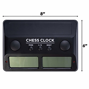 Digital Chess Clock - Customizable Chess Timer for Professional, Tournament Play - Incremental Time Control Fischer Clock - Also Great for Scrabble, Shogi, Go, and Other Competitive Board Games