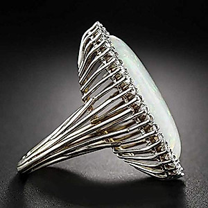 Rings for Women Diamond Artificial Stone Geometric Oval Openwork Ring Ladies Jewelrya Good Gift for a Girlfriend, Boyfriend, Family