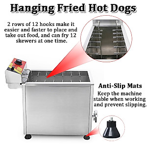 YXCUSAM Cheese Hot Dog Stick Machine Stainless Steel,Temperature Adjustable,Automatic Corn Dog Deep Fryer for Home Kitchen