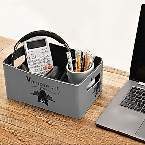 Oyihfvs Vampire Bat On Grey 2 PCs Collapsible Storage Bins Baskets, Foldable Felt Fabric Organizer Cube Boxes Storage Bags for Shelves Closet Home Decor