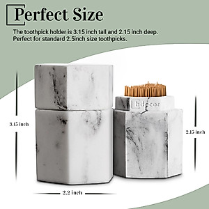 bdecor Toothpick Holder, Toothpick Holder Dispenser with Lid, Marble Effect