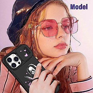 oqpa for iPhone 14 Pro Max Case Cute Cartoon Phone Case with Camera Cover+Ring Stand for 14 ProMax for Women Girly Cool Boy Kawaii Funny Case for Apple iPhone 14 Pro Max 6.7", Heart Skull