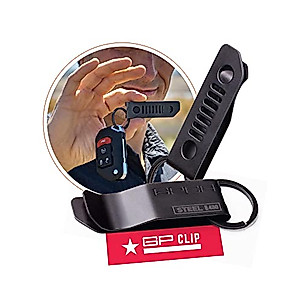 GPCA - GP Money Clip, Belt Key Holder, Heavy-Duty Keychain Clip for Outdoor and Daily Use, Handy 7 Slot Wrangler Grill Pattern, Stainless Steel, Gift for Jeep Enthusiast Dad - Jet Black