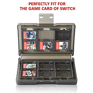 Xahpower Game Card Case Holder for Nintendo Switch, 24-in-1 Game Storage Case Compatible with Nintendo Switch/ Switch Lite/ Switch Oled Catridge Storage Box Black